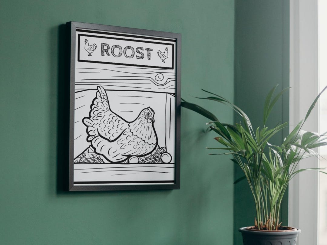 Printable Chicken Poster for Kitchen: Hand-drawn Hen and Egg Wall Art ...