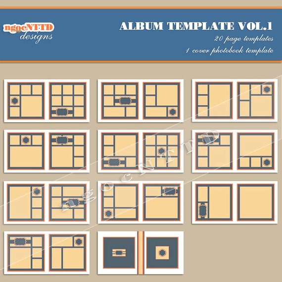 Items similar to Photobook Album Template Vol 1, Scrapbook, Photoshop ...