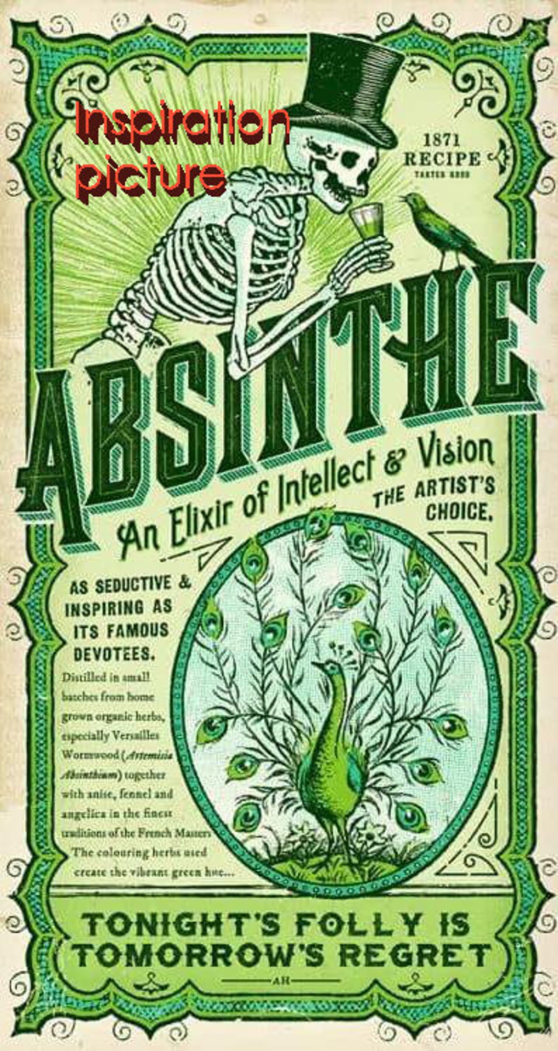 Art Nouveau Style Absinthe Bottle Miniature Dollhouse Scale | Etsy UK