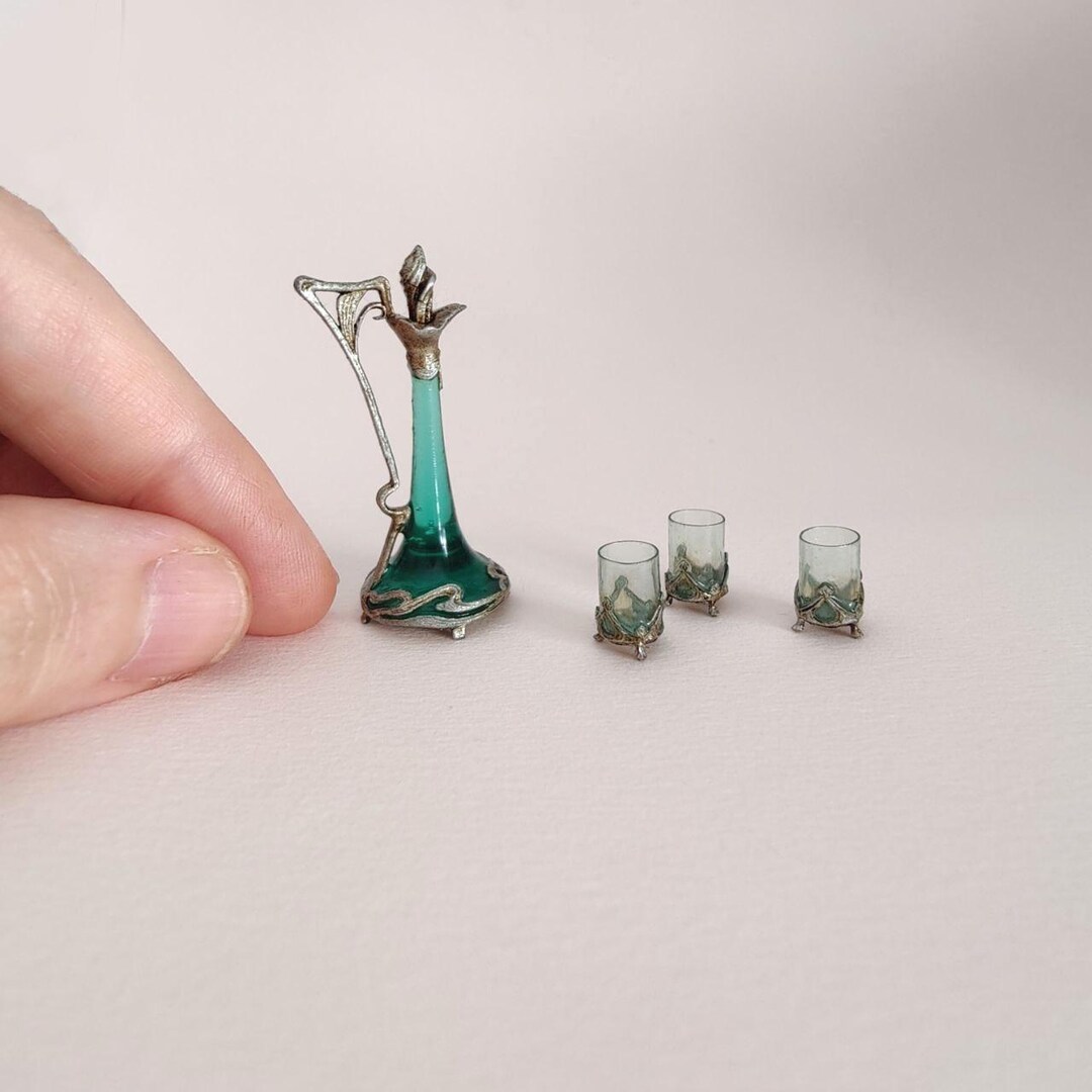 Miniature Absinthe Set Bottle Glass, Set of 4 Units and Bottle Ocean ...