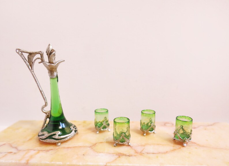 Miniature Absinthe Set Bottle Glass, Set of 4 Units and Bottle - Etsy
