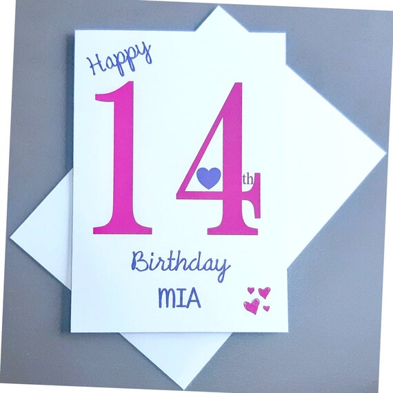 Personalised 14th Birthday Card for Her 14 Fourteen Years - Etsy