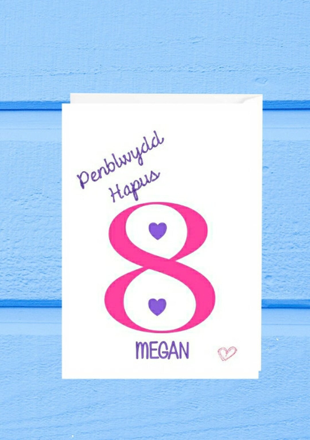 Personalised Welsh 8th Birthday Card - Penblwydd Hapus - Girl - 8 Years ...