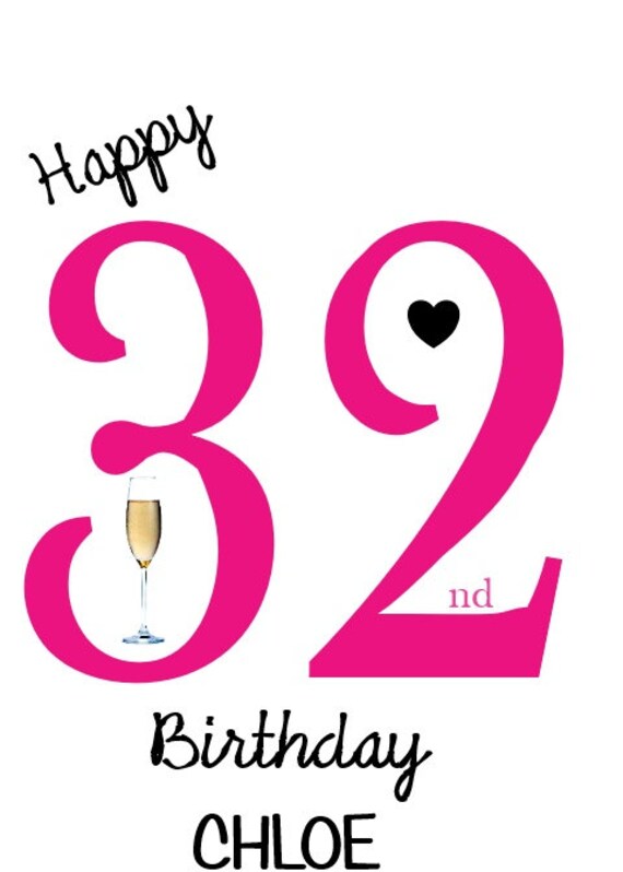 Personalised 32nd Birthday Card for Her 32 Thirty Two - Etsy