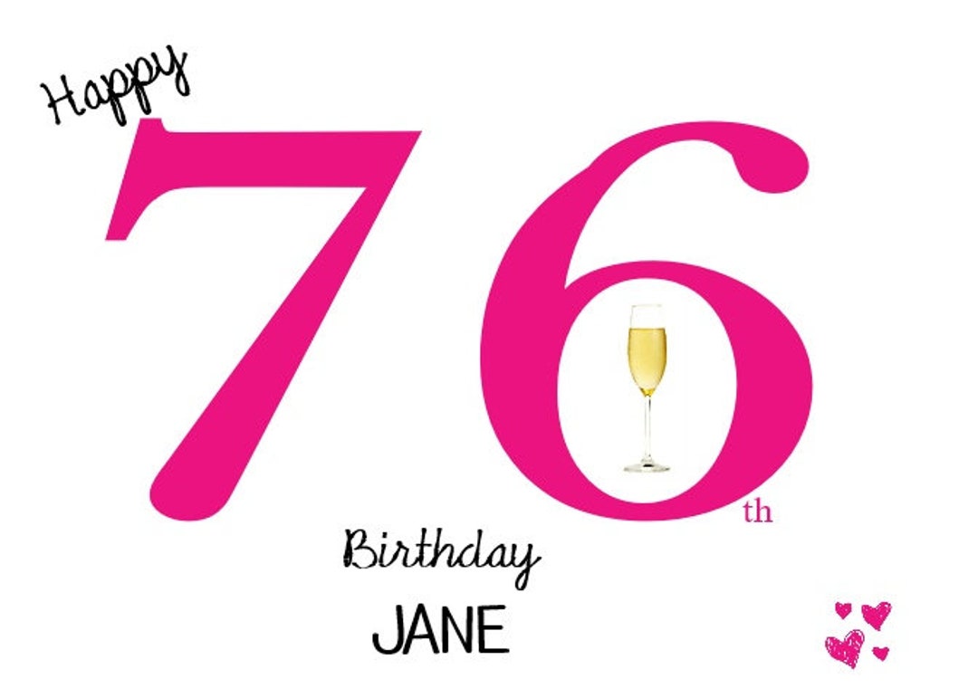 Personalised 76th Birthday Card for Her 76 Seventy Six Years Old Wife ...