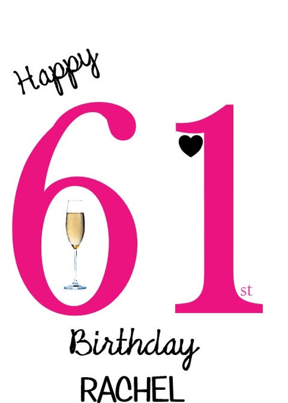 Personalised 61st Birthday Card for Her 61 Sixty One Years - Etsy