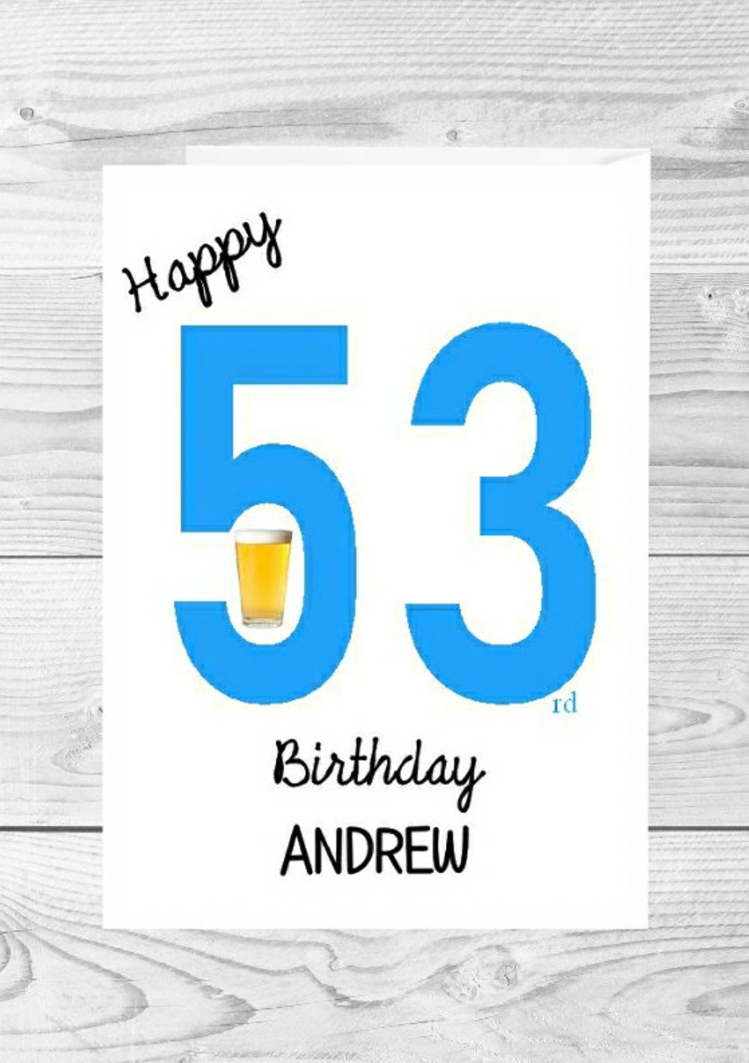 Personalised 53rd Birthday Card for Him - 53 - Fifty Three Years Old ...