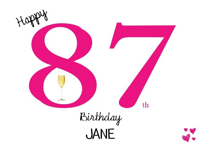 Personalised 87th Birthday Card for Her 87 Eighty Seven - Etsy