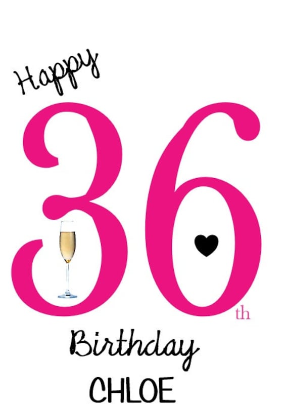 Personalised 36th Birthday Card for Her 36 Thirty Six - Etsy