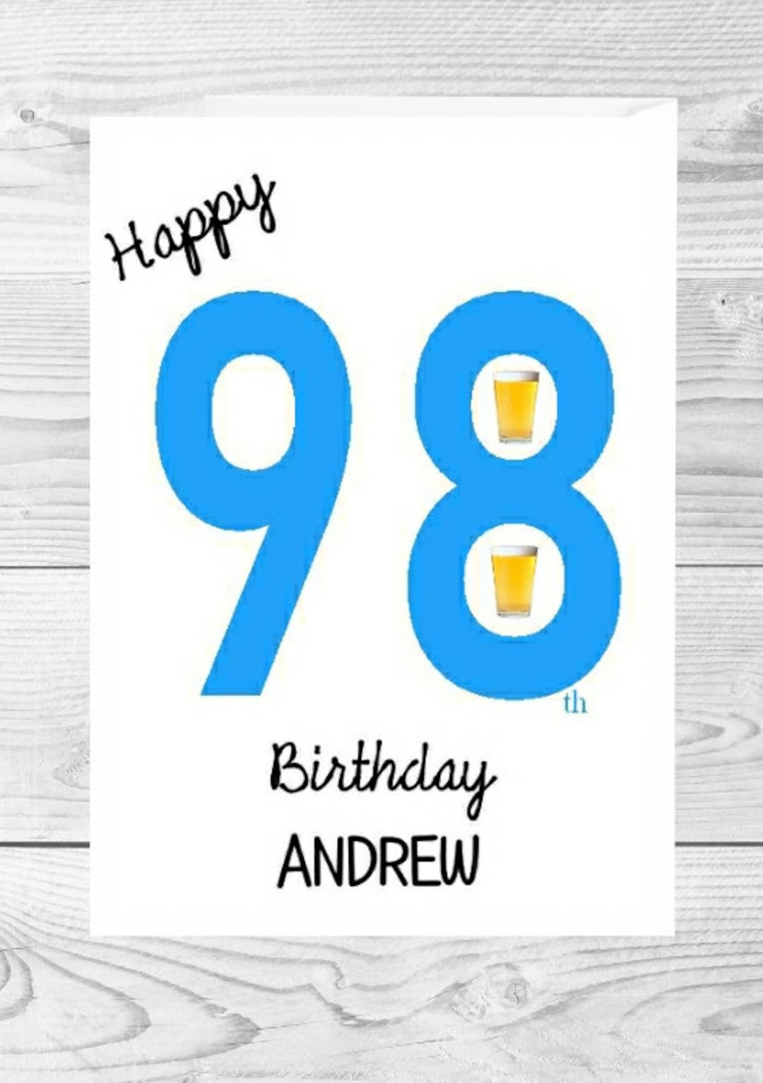 Personalised 98th Birthday Card for Him - 98 - Ninety Eight Years Old ...