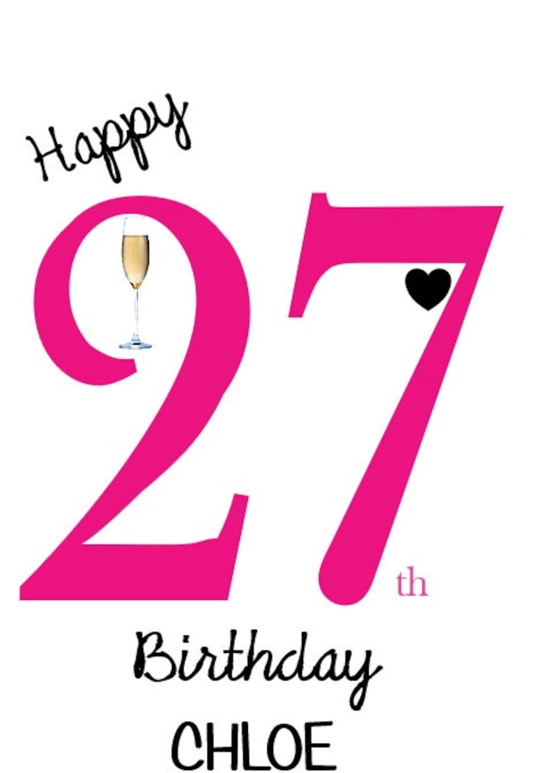 Personalised 27th Birthday Card for Her 27 Twenty Seven - Etsy