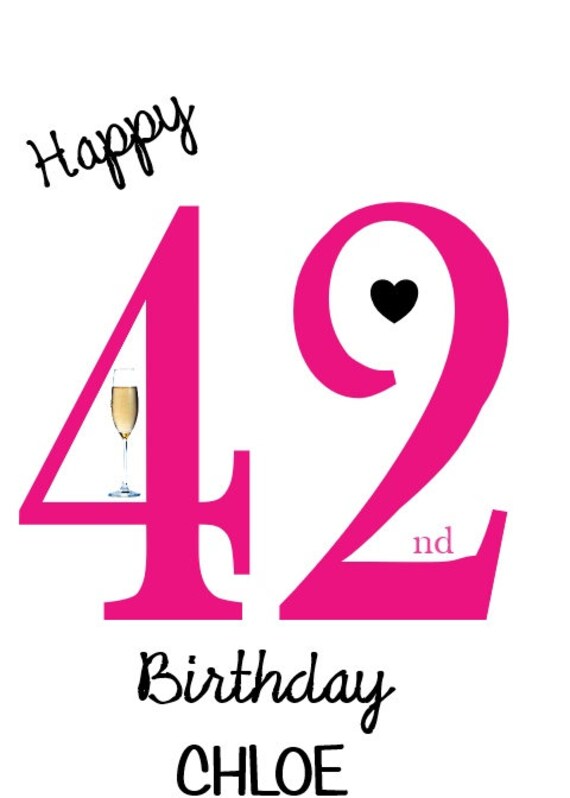 Personalised 42nd Birthday Card for Her 42 Forty Two Years - Etsy