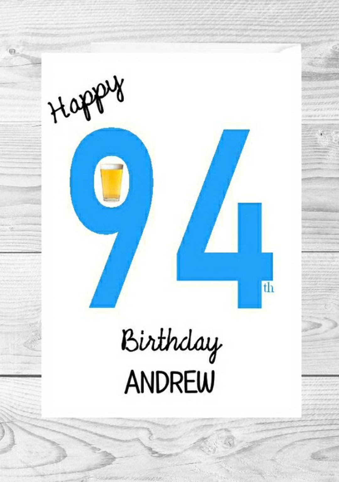 Personalised 94th Birthday Card for Him - 94 - Ninety Four Years Old ...