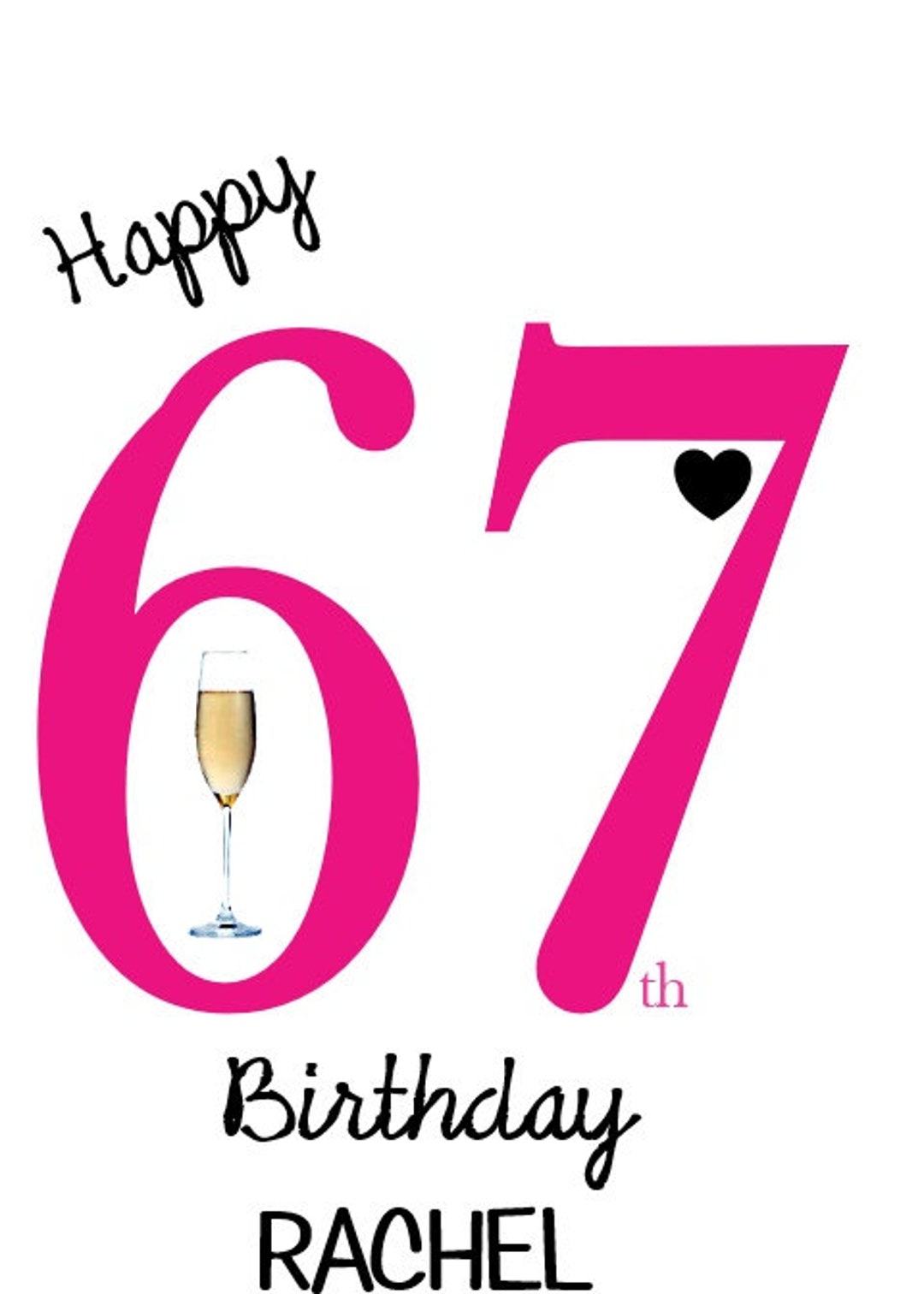 Personalised 67th Birthday Card for Her 67 Sixty Seven - Etsy