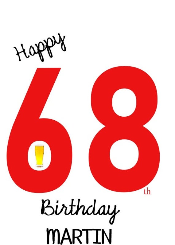 Personalised 68th Birthday Card for Him 68 Sixty Eight - Etsy