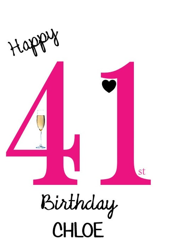 Personalised 41st Birthday Card for Her 41 Forty One Years - Etsy