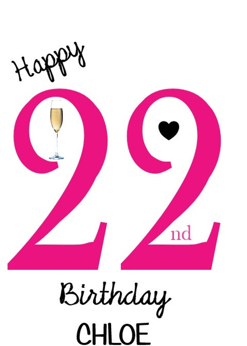 Personalised 22nd Birthday Card for Her 22 Twenty Two Years Old Daughter Granddaughter Niece ...