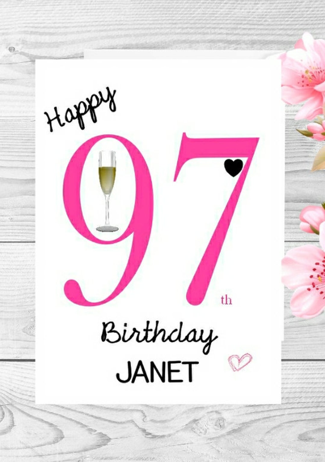 Personalised 97th Birthday Card for Her - 97 - Ninety Seven Years Old ...