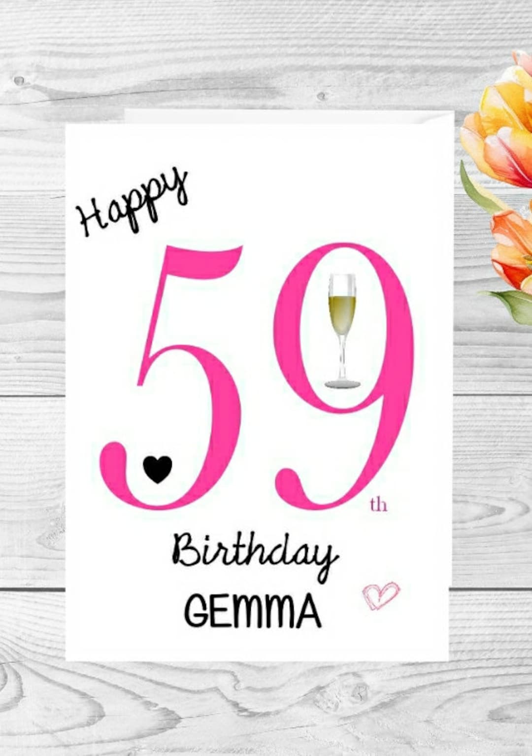 Personalised 59th Birthday Card for Her - 59 - Fifty Nine Years Old ...