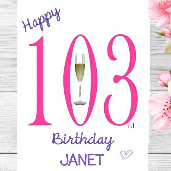 103 Birthday Card - Etsy
