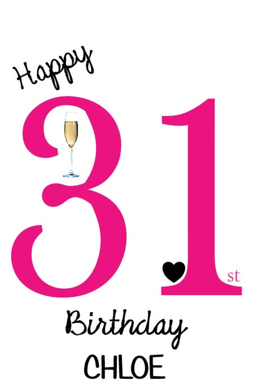 Personalised 31st Birthday Card for Her 31 Thirty One Years Old Wife ...