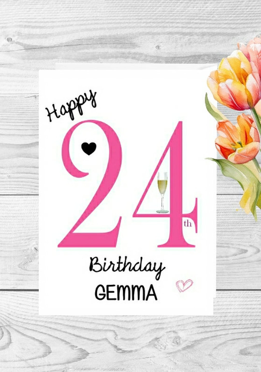 Personalised 24th Birthday Card for Her - 24 - Twenty Four Years Old ...