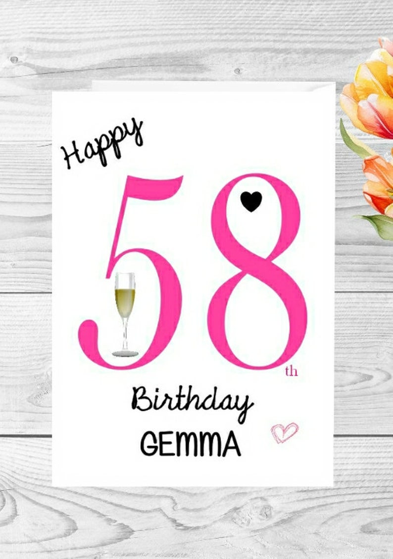 Personalised 58th Birthday Card for Her 58 Fifty Eight Years Old Wife ...