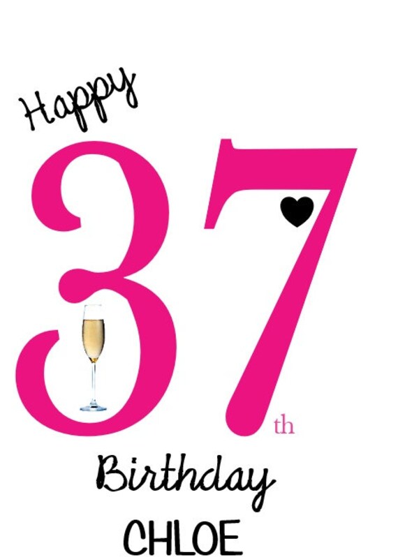 Personalised 37th Birthday Card for Her 37 Thirty Seven - Etsy