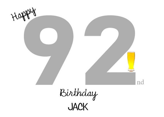 Personalised 92nd Birthday Card for Him 92 Ninety Two - Etsy