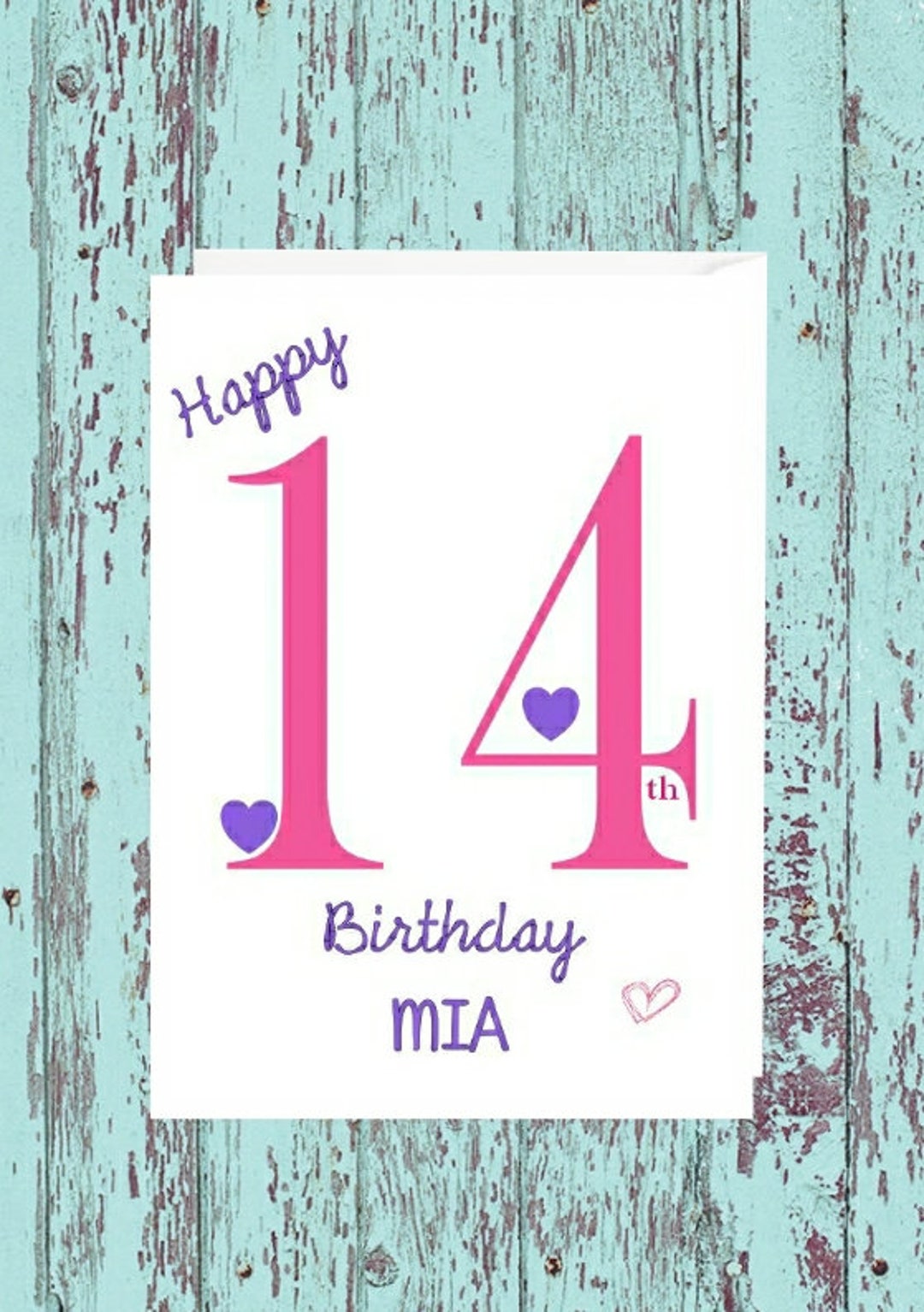 Personalised 14th Birthday Card for Her - 14 - Fourteen Years Old ...