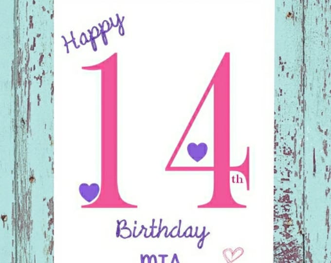 Personalised 14th Birthday Card for Her 14 Fourteen Years Old Daughter ...