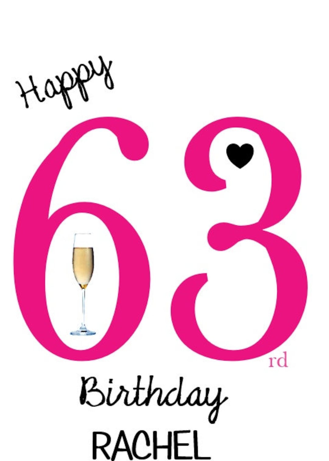 Personalised 63rd Birthday Card for Her 63 Sixty Three - Etsy