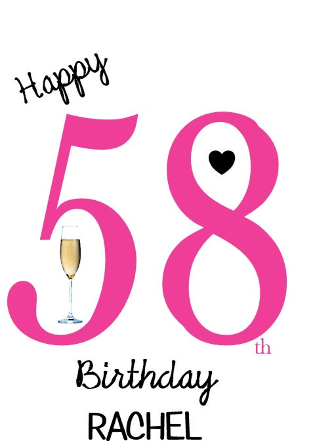 Personalised 58th Birthday Card for Her 58 Fifty Eight Years Old Wife ...