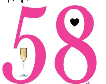 Wife 58th Birthday Card - Etsy