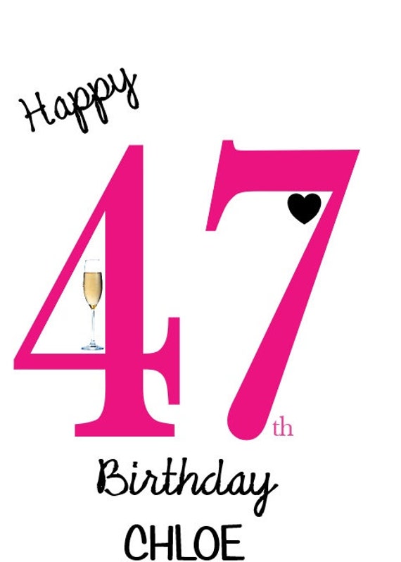Personalised 47th Birthday Card for Her 47 Forty Seven - Etsy UK