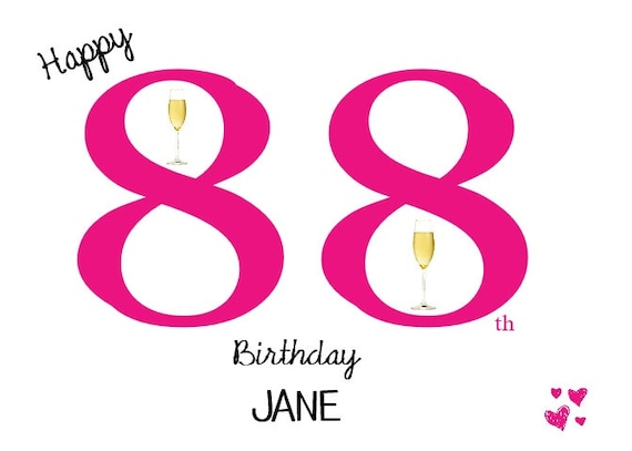 Personalised 88th Birthday Card for Her 88 Eighty Eight - Etsy