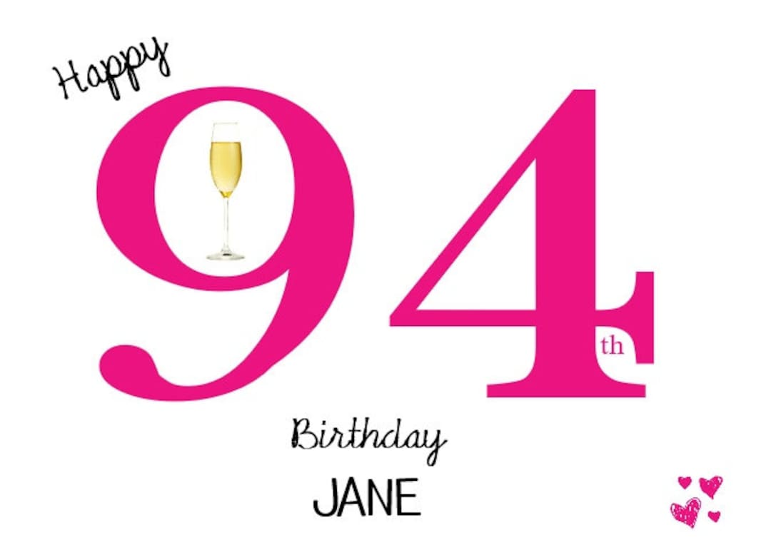 Personalised 94th Birthday Card for Her 94 Ninety Four - Etsy