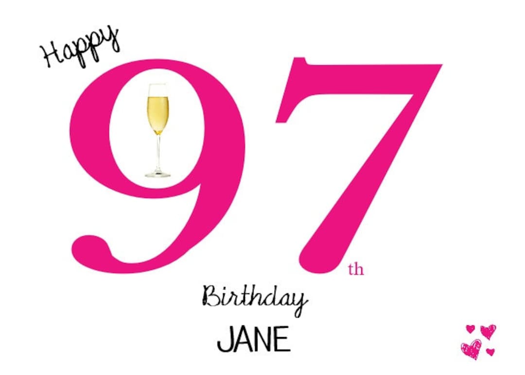 Personalised 97th Birthday Card for Her 97 Ninety Seven Years Old Wife ...
