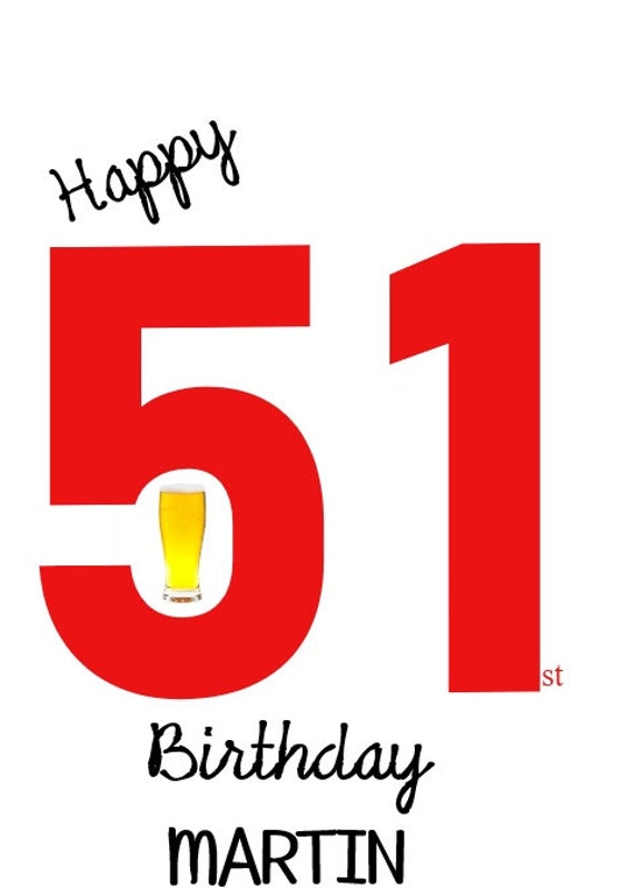 Personalised 51st Birthday Card for Him 51 Fifty One Years - Etsy