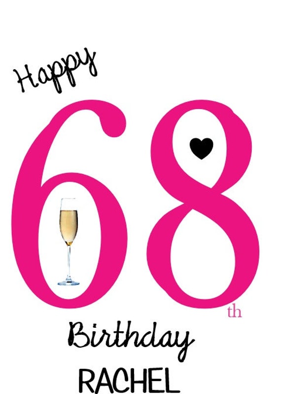 Personalised 68th Birthday Card for Her 68 Sixty Eight - Etsy