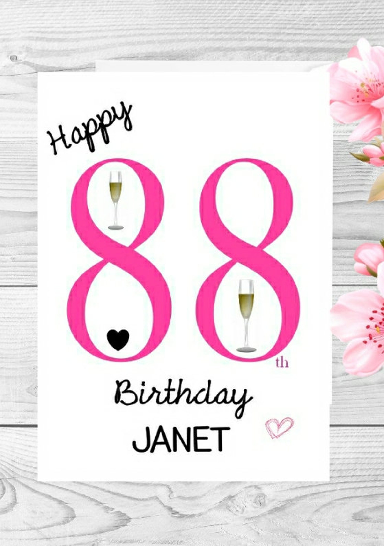 Personalised 88th Birthday Card for Her - 88 - Eighty Eight Years Old ...