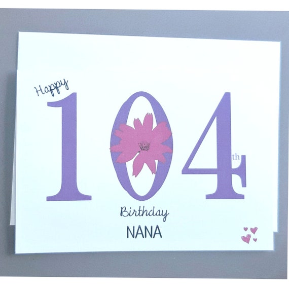 Personalised 104th Birthday Card for Her 104 One Hundred | Etsy