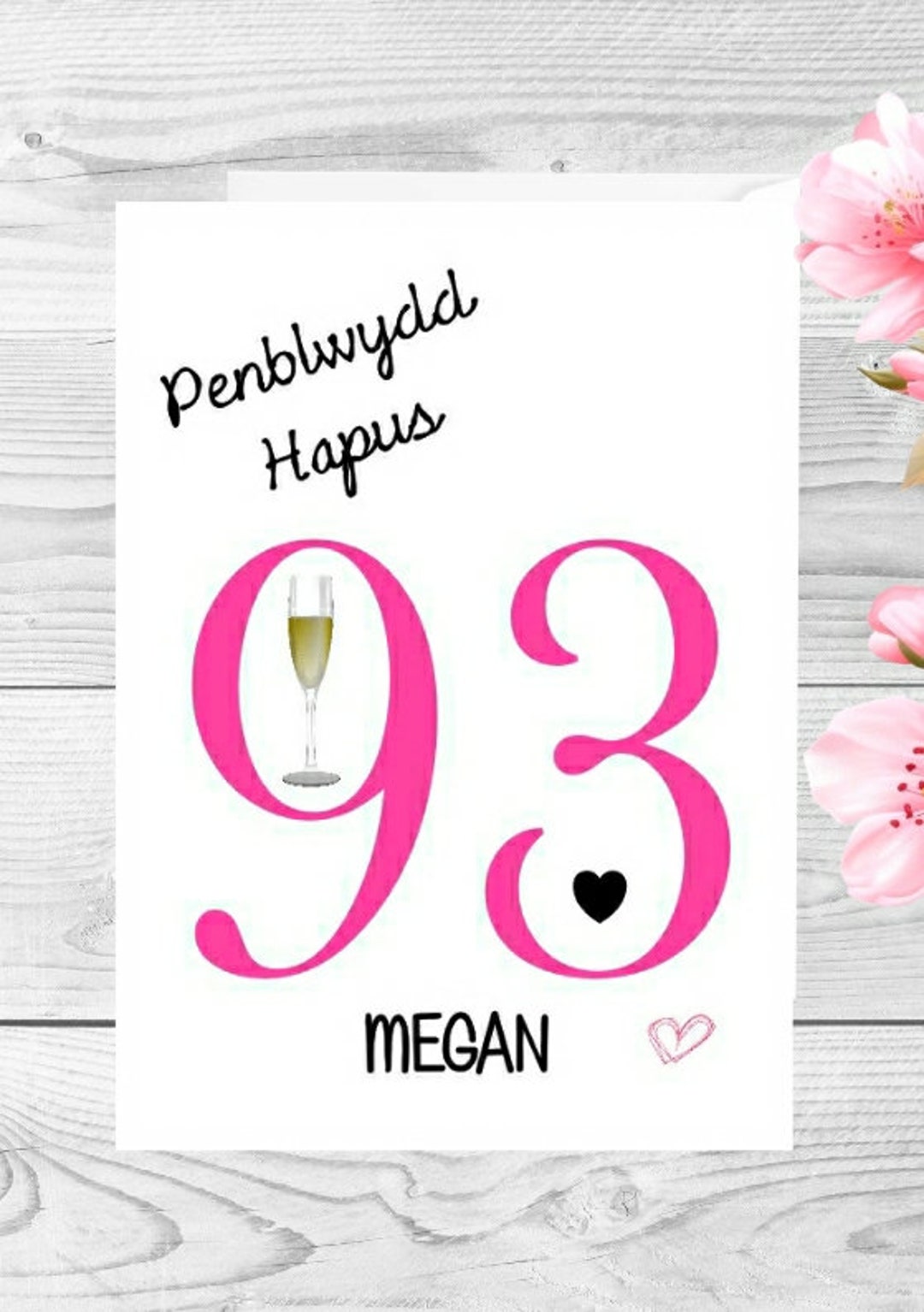Personalised Welsh 93rd Birthday Card for Her - Penblwydd Hapus - Age ...