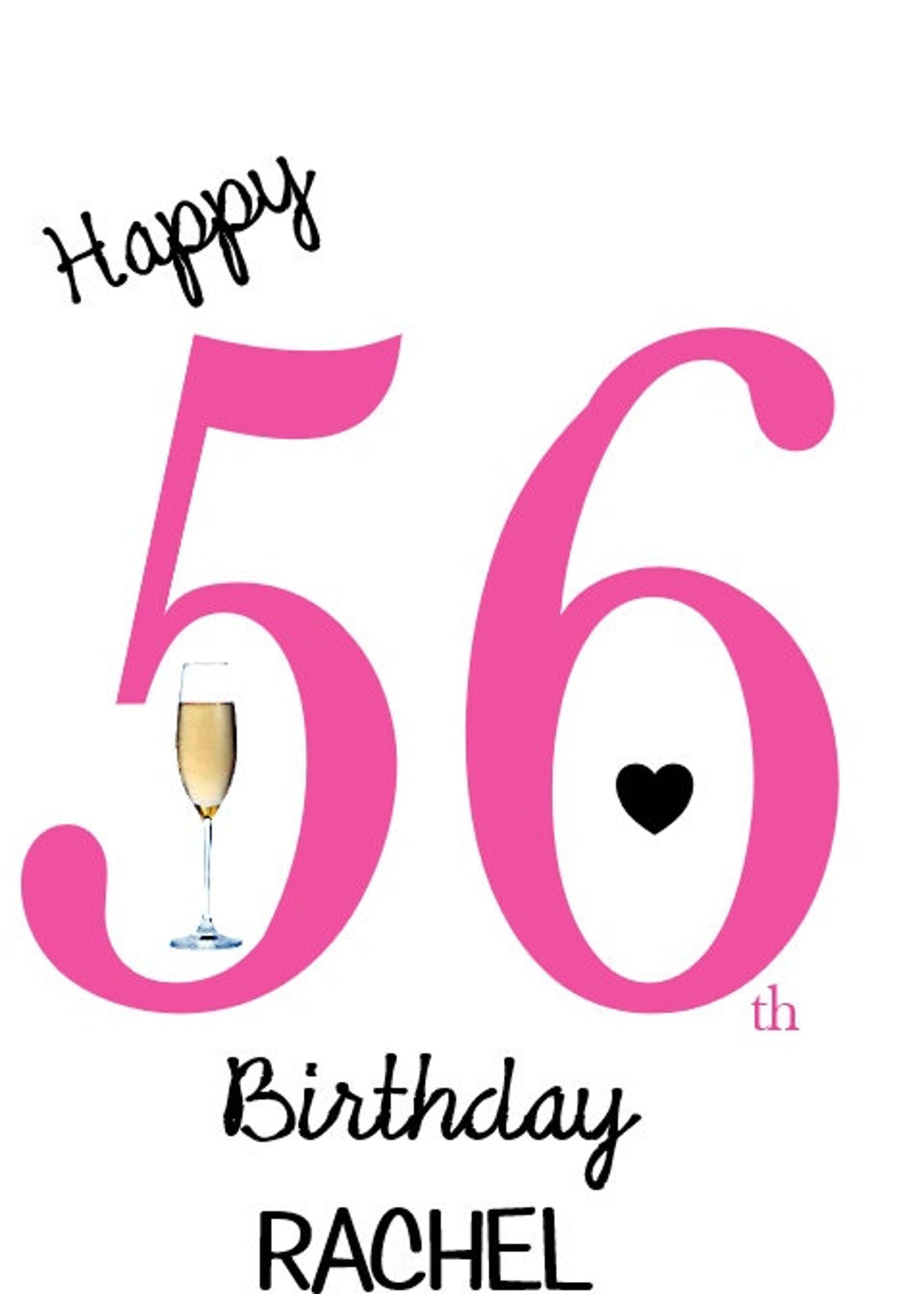 Personalised 56th Birthday Card for Her 56 Fifty Six Years - Etsy