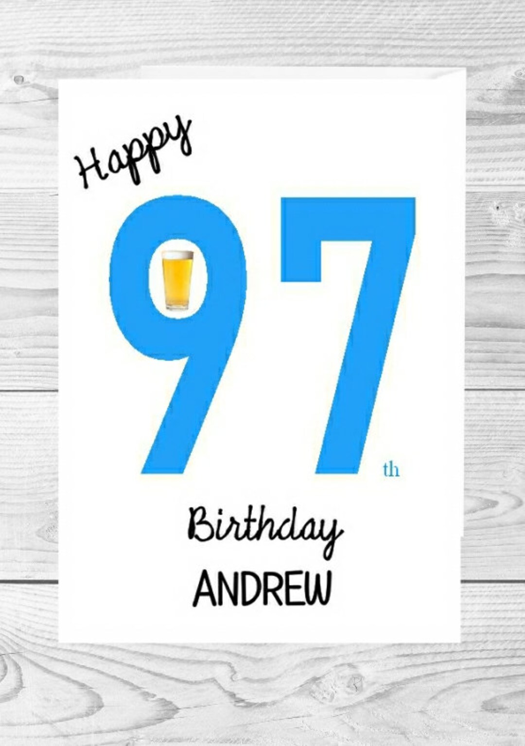 Personalised 97th Birthday Card for Him - 97 - Ninety Seven Years Old ...