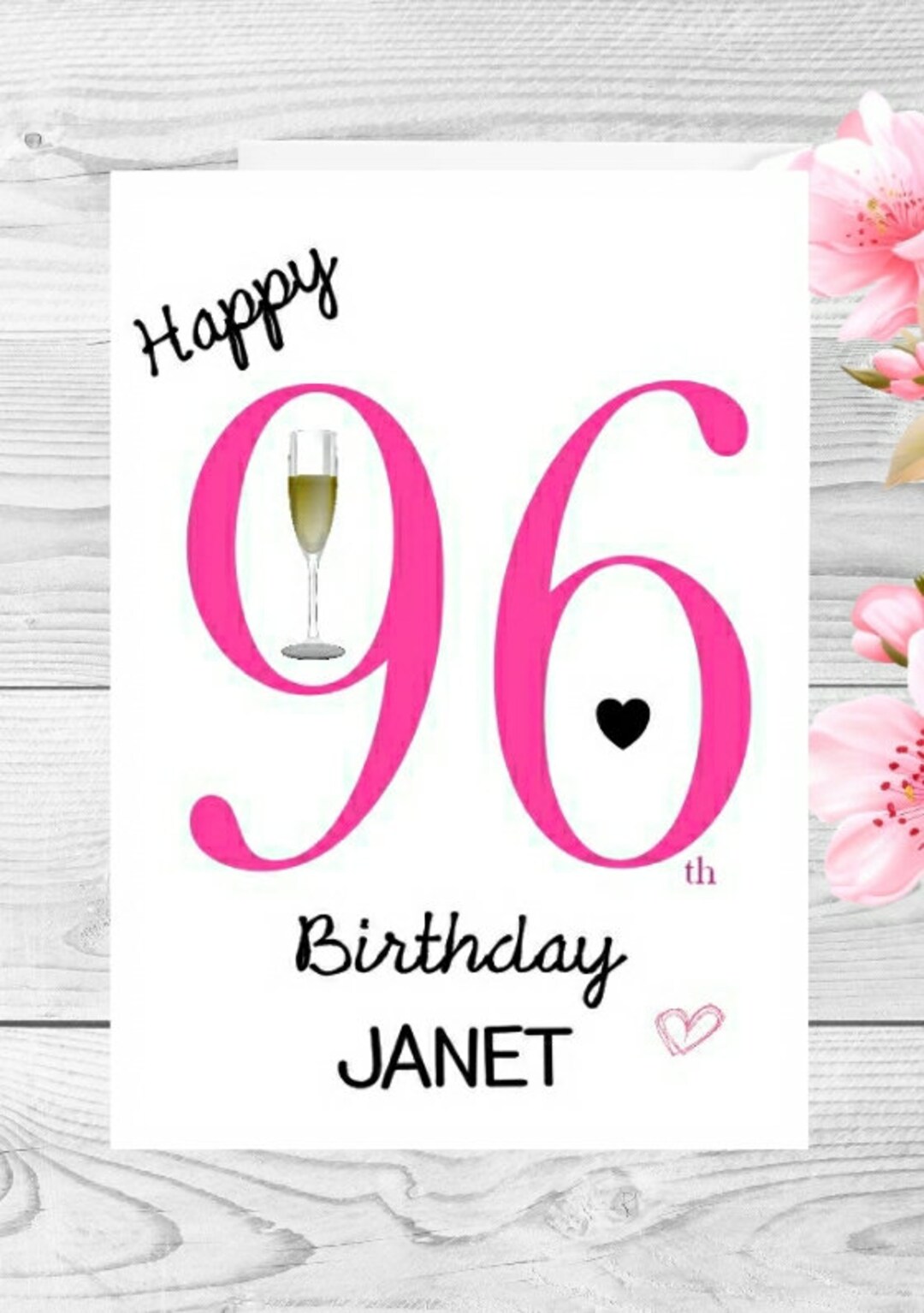 Personalised 96th Birthday Card for Her - 96 - Ninety Six Years Old ...
