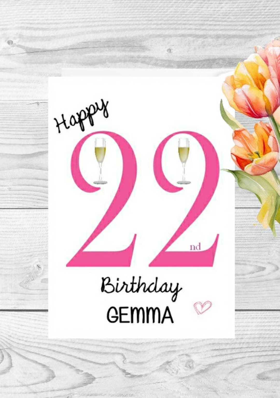 Personalised 22nd Birthday Card for Her - 22 - Twenty Two Years Old - Daughter Granddaughter ...
