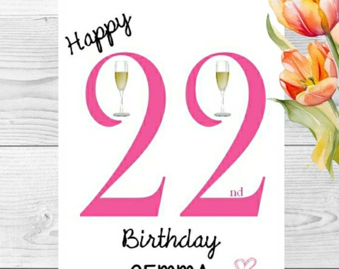 Personalised 22nd Birthday Card for Her 22 Twenty Two Years Old Daughter Granddaughter Niece ...