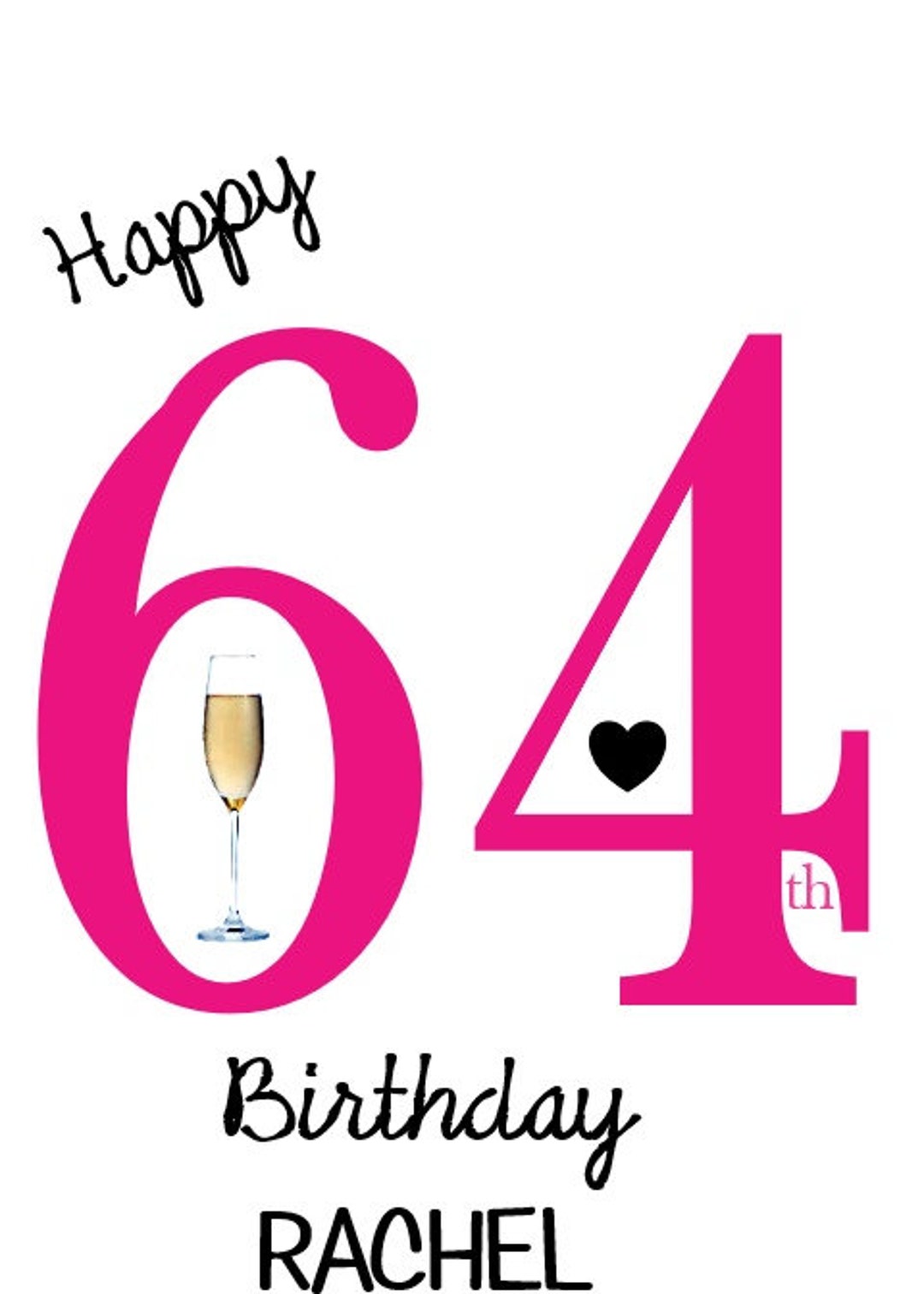 Personalised 64th Birthday Card for Her 64 Sixty Four - Etsy