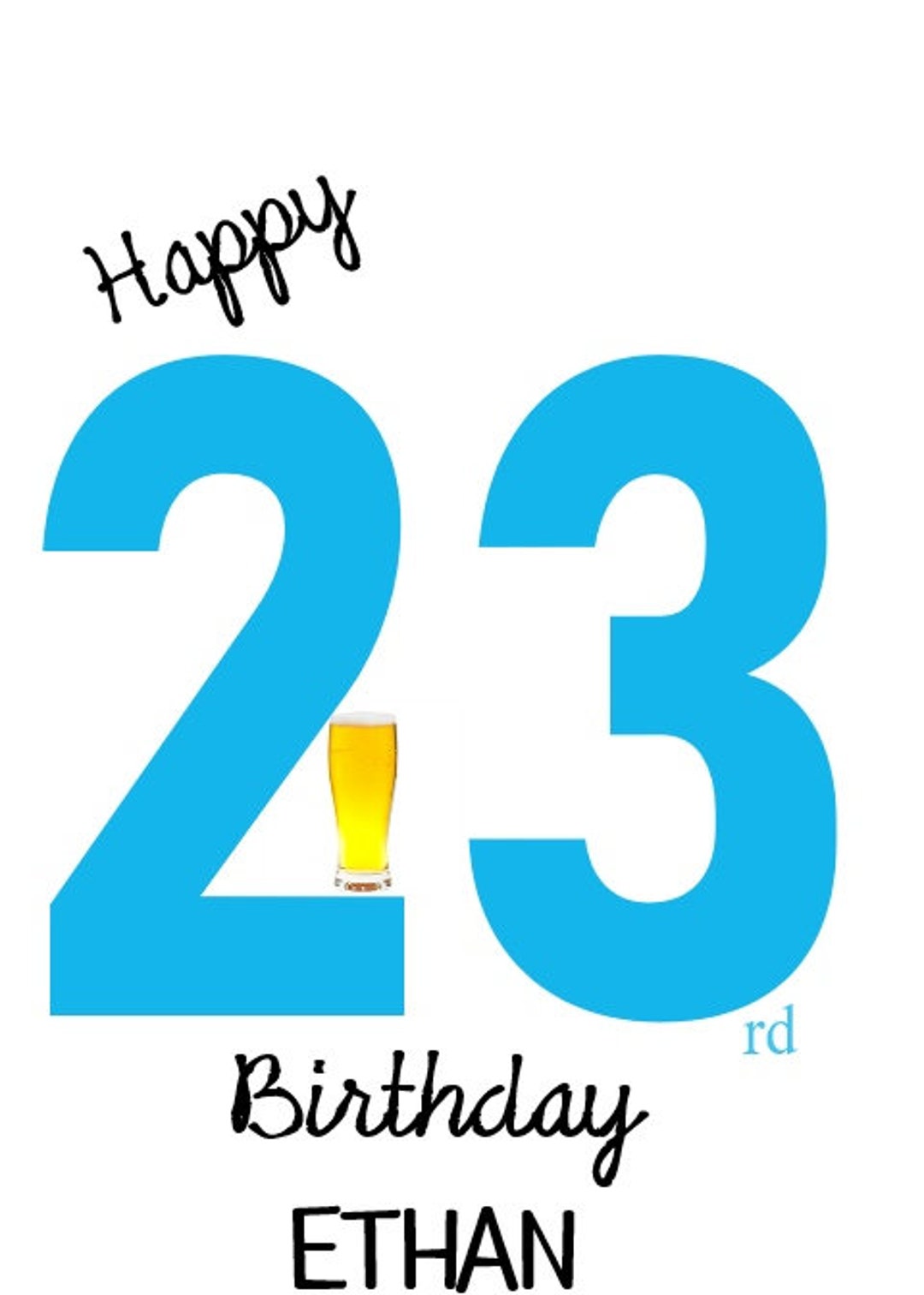 Personalised 23rd Birthday Card for Him - 23 - Twenty Three Years Old ...